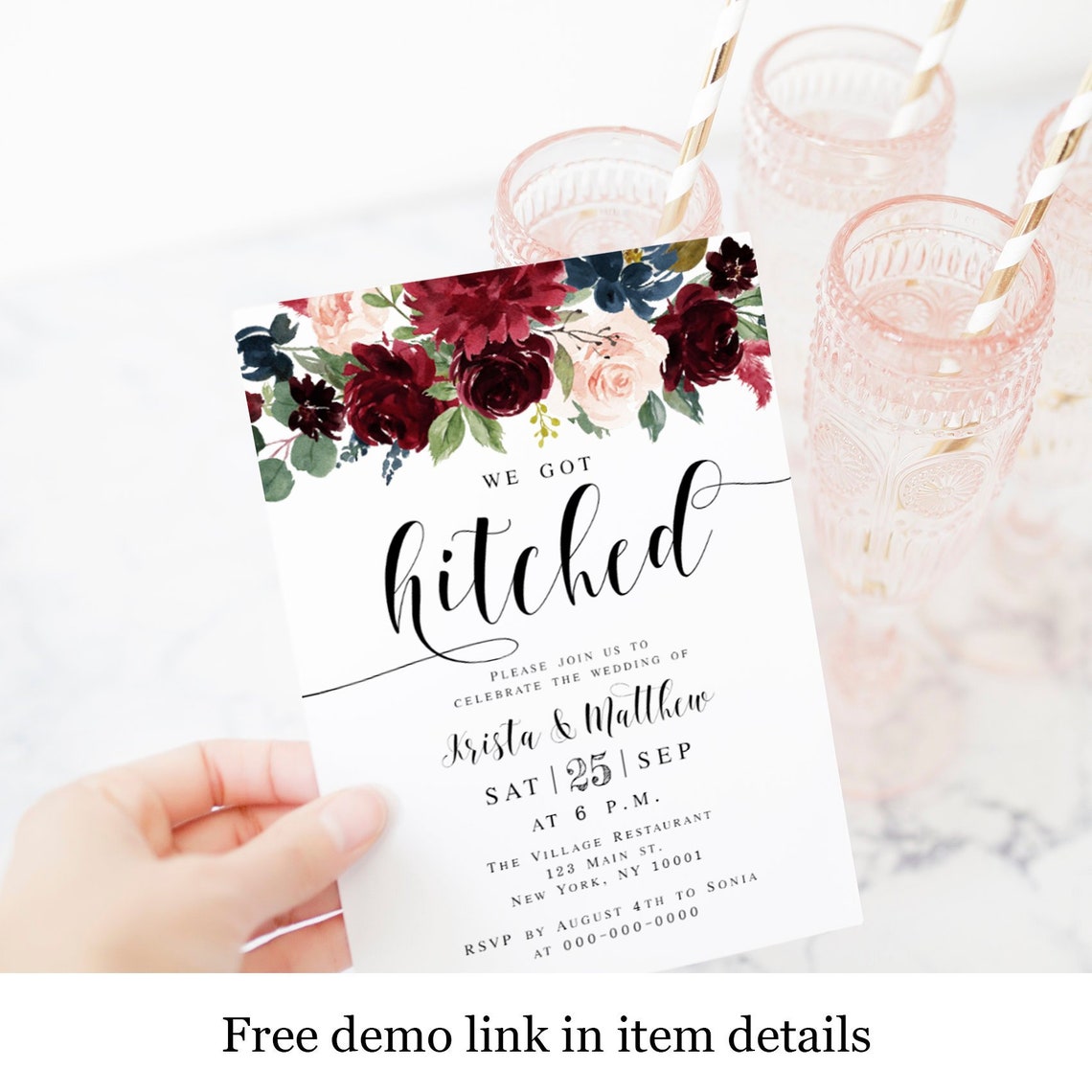 Bohemian Reception Party Invitation Template Elopement - Etsy