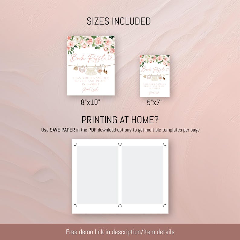 Book Raffle Sign, Book Raffle Printable Sign, Floral Baby Shower Book ...