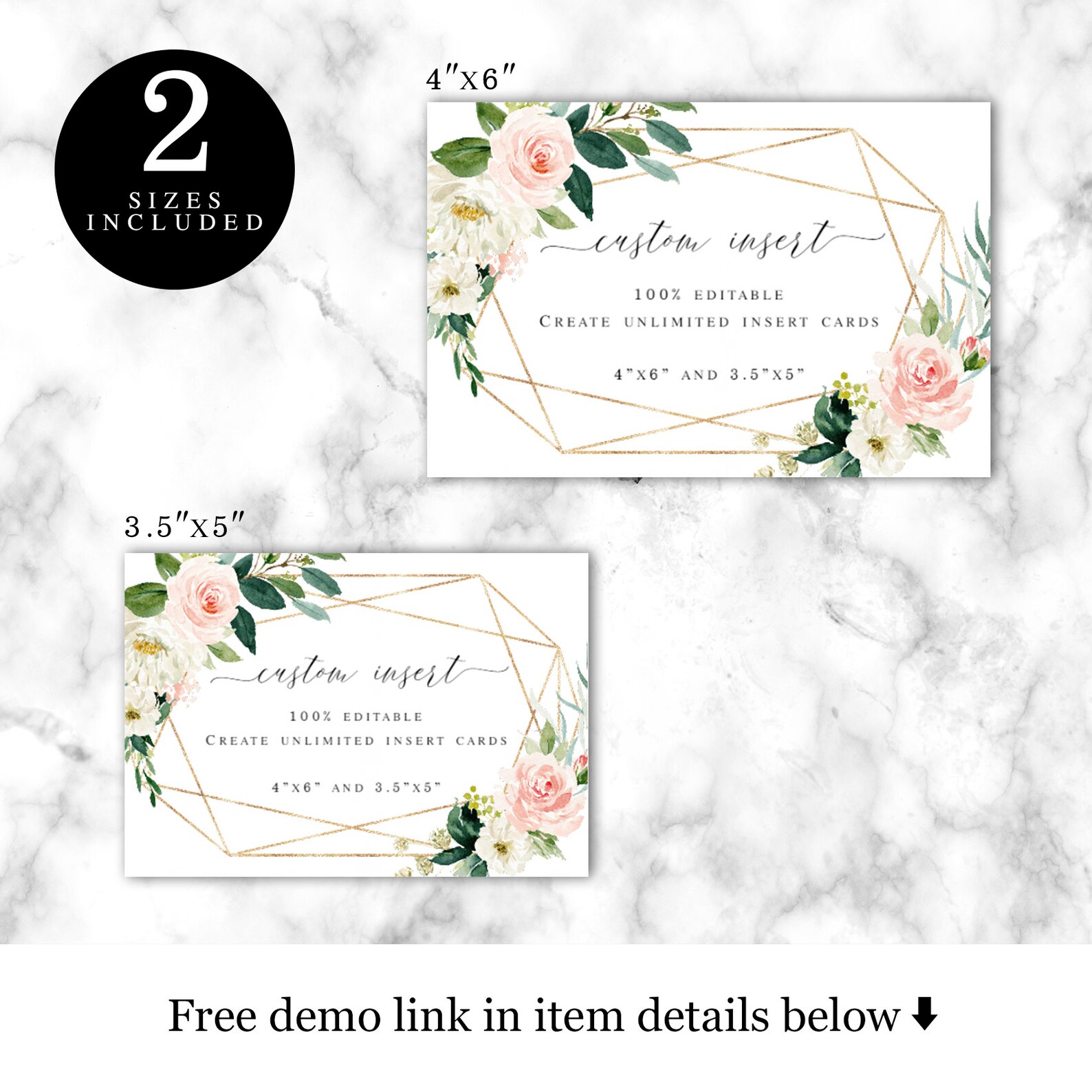 Geometric Wedding Detail Insert Template Templett Instant - Etsy