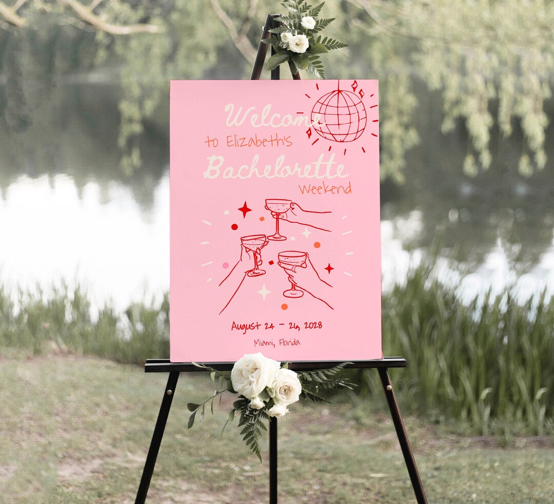 Editable Bachelorette Party Welcome Sign Template, Hand Drawn Style ...