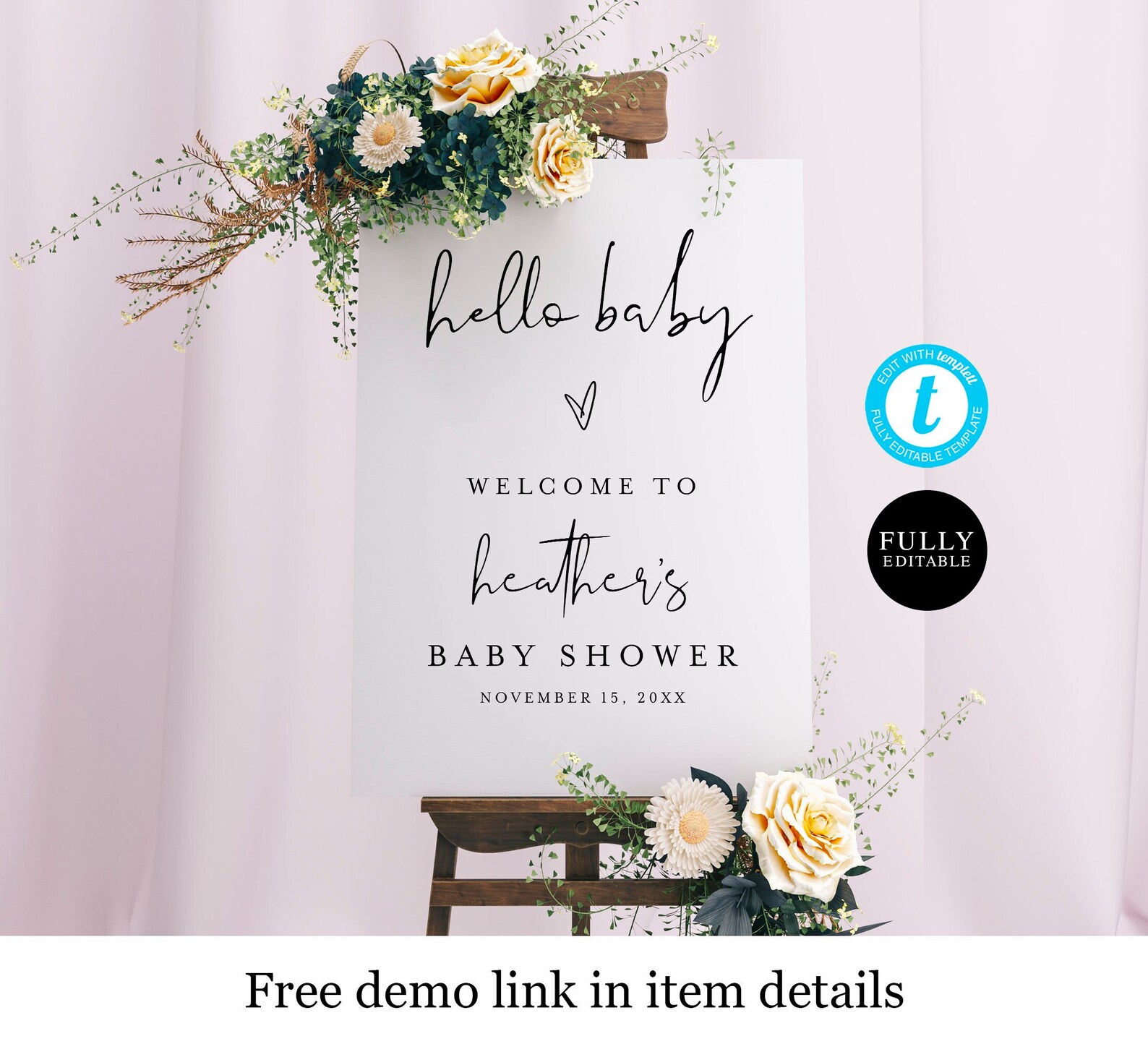 Hello Baby Shower Welcome Sign Template Printable Poster - Etsy