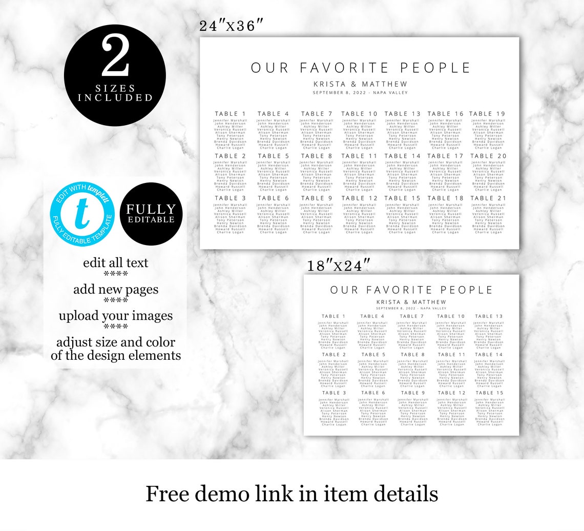 Instant Download Seating Chart Printable Template Our - Etsy