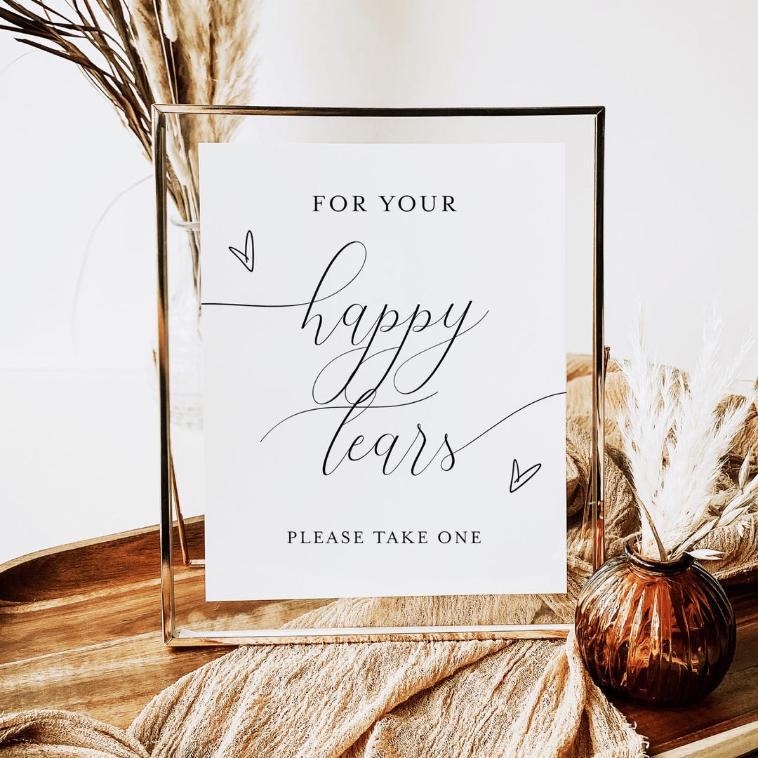 Happy Tears Sign Template, Wedding Tissues Sign, for Your Happy Tears ...
