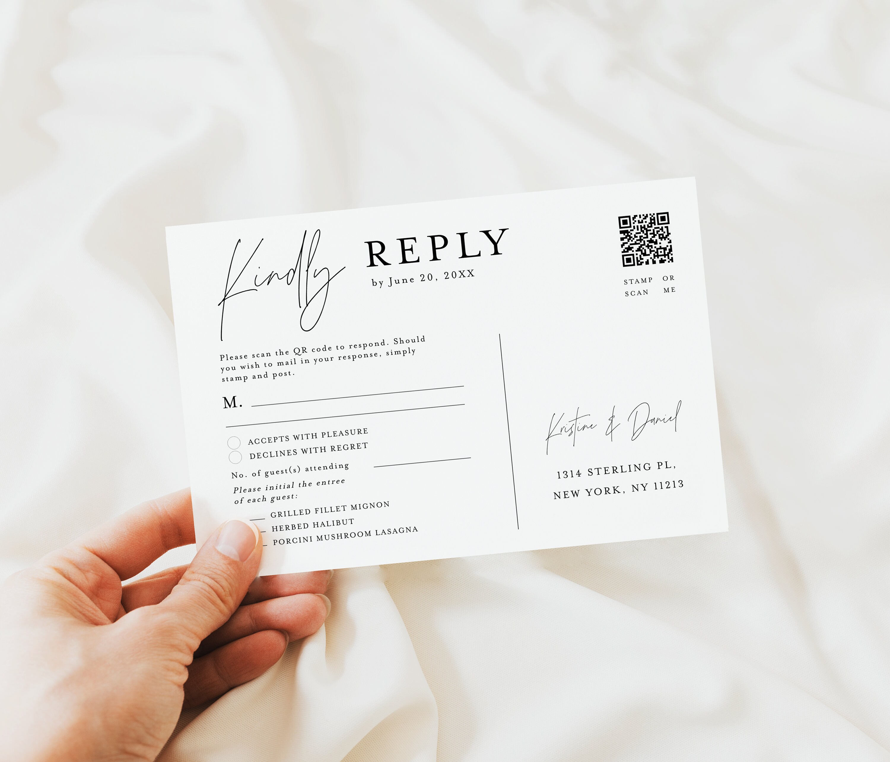 Minimalist QR Code Response Card QR Code RSVP Card Online - Etsy