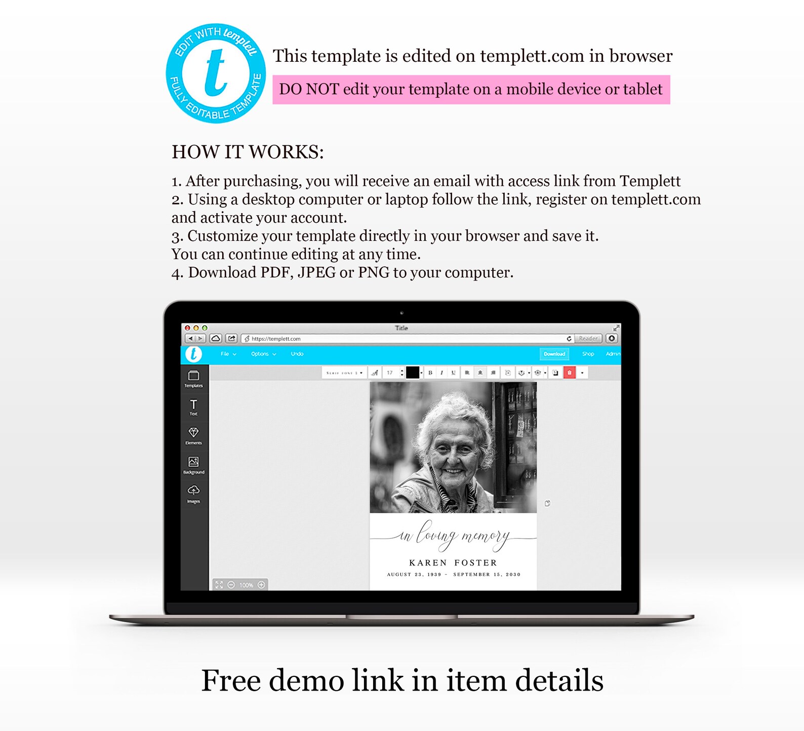 Funeral Welcome Sign Template With Photo Picture Instant - Etsy