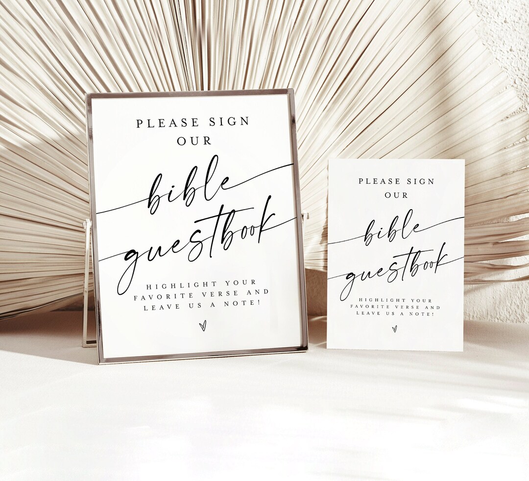 Bible Guest Book Sign, Wedding Bible Guestbook Sign Template #f37 - Etsy