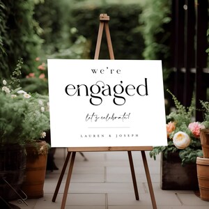 Engagement Sign, Engagement Party Welcome Sign Template, Modern ...