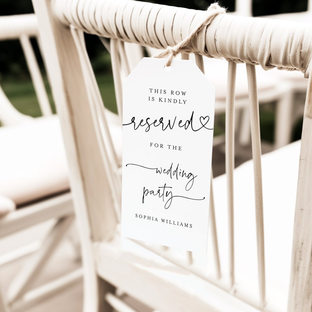 Reserved Seating Tags for Wedding, Reserved Chair Tags, Minimalist ...