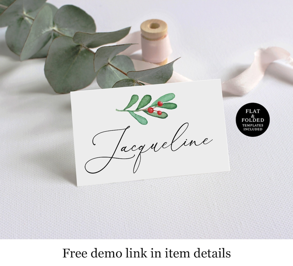 Christmas Party Place Cards Template Name Templett - Etsy
