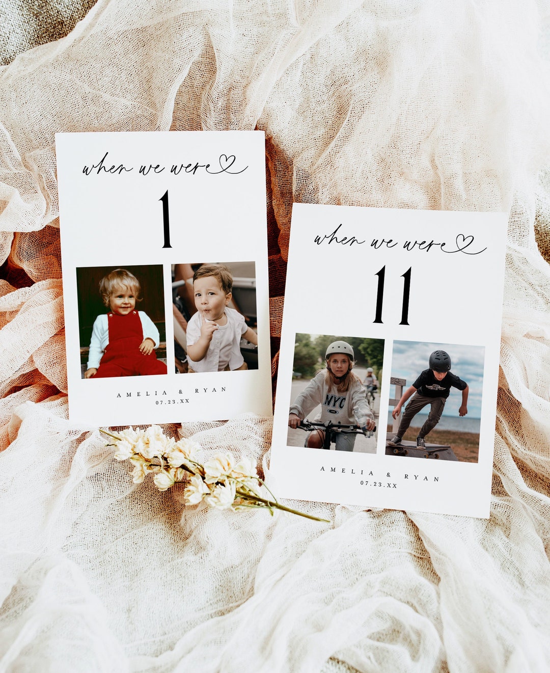 Photo Table Numbers, When We Were Age Table Numbers, Wedding Photo ...