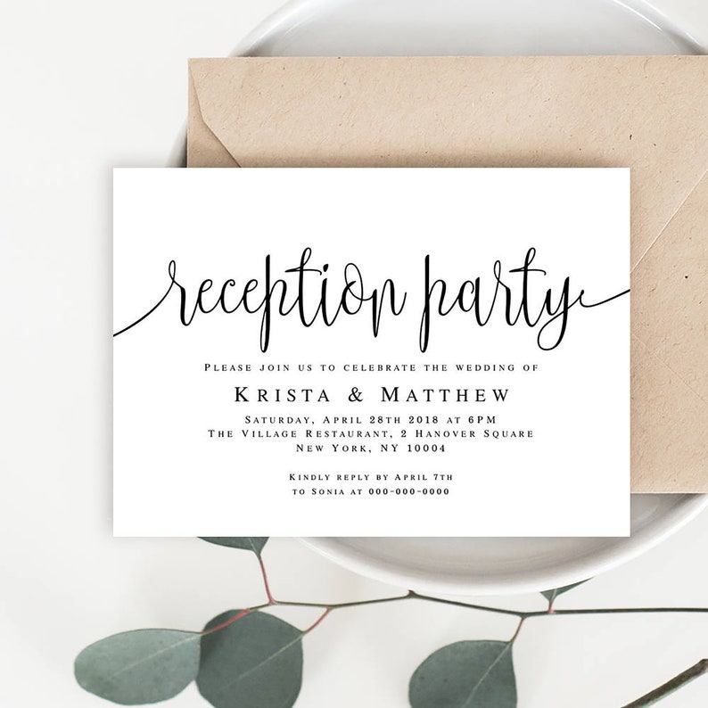 Reception party invitation template Wedding reception | Etsy
