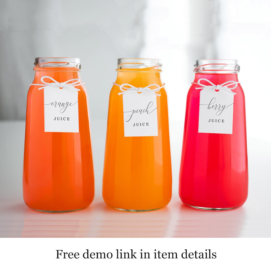 Juice Tags Template, Instant Download, Bridal Shower Labels, 100% ...