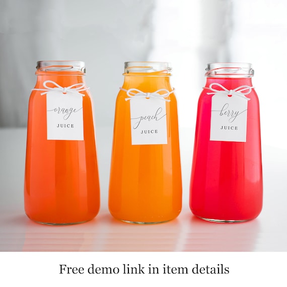 Juice Tags Template Instant Download Bridal Shower Labels - Etsy
