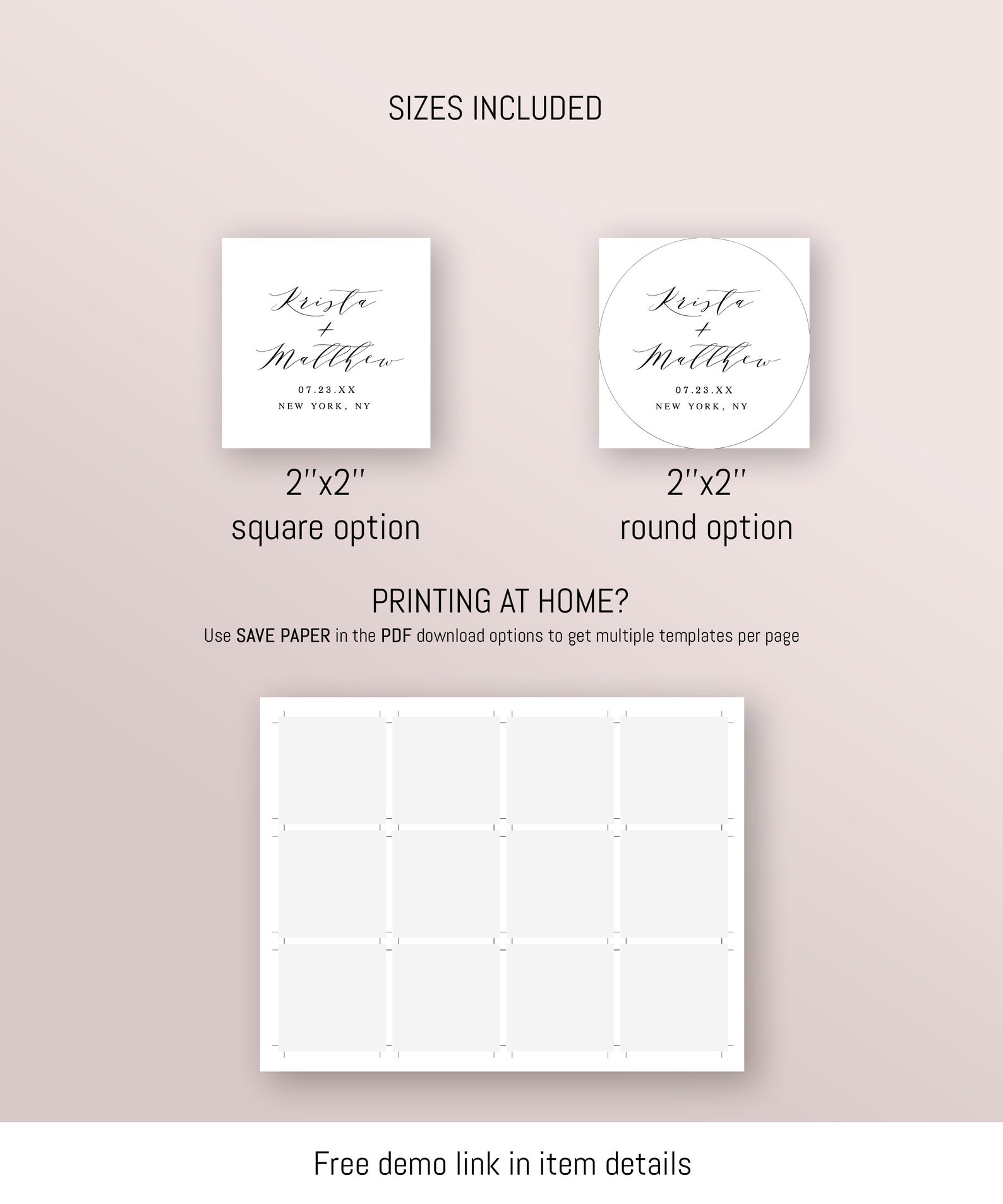 Editable Wedding Favor Label Template, Circle Gift Tags, Round Stickers ...