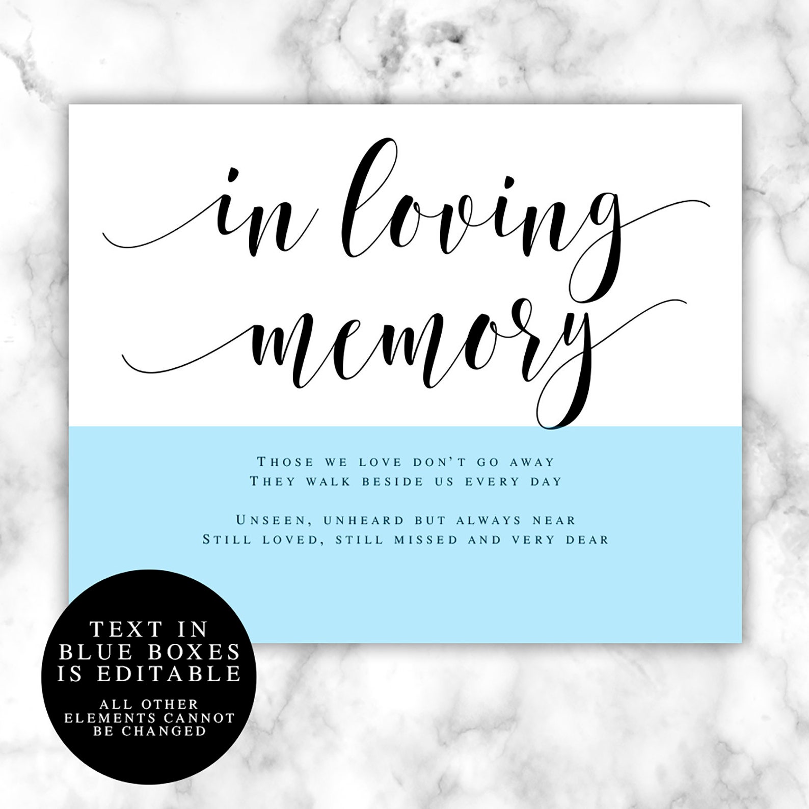In Loving Memory Template Wedding Remembrance Sign in Loving | Etsy