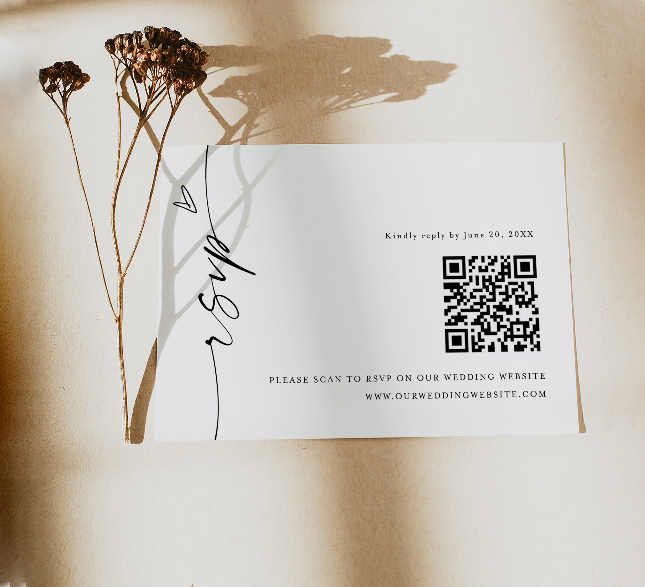 QR Code RSVP Card Online Reply Card Template Try Before You - Etsy