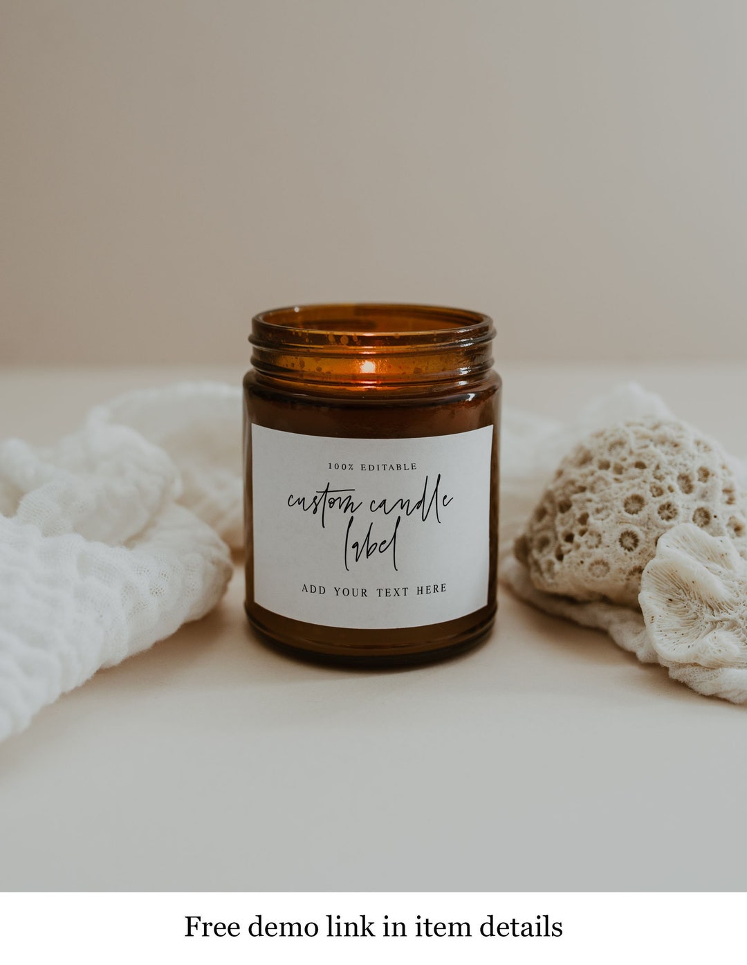 Custom Candle Label Template, Printable Sticker, Own Text on Candle ...