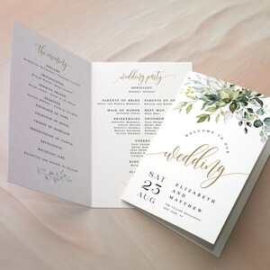 Printable Program Template, Folded, Wedding Ceremony, Templett, Instant ...