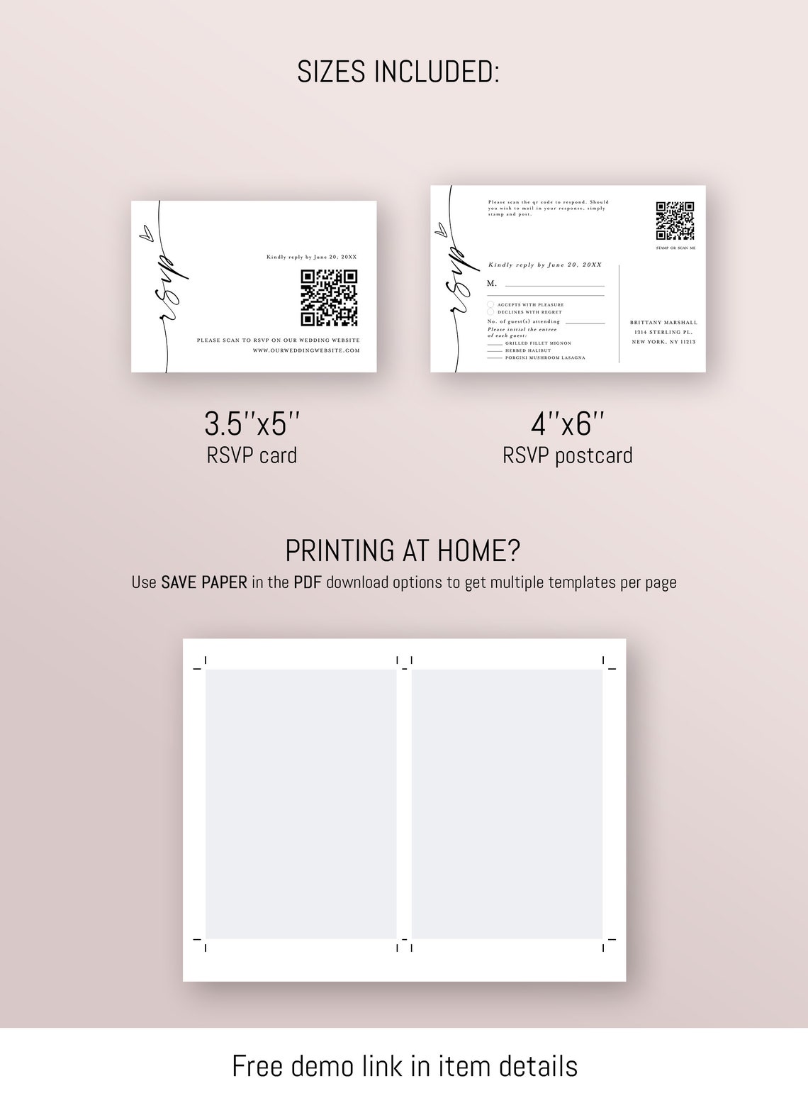 QR Code RSVP Card Online Reply Card Template Try Before You - Etsy