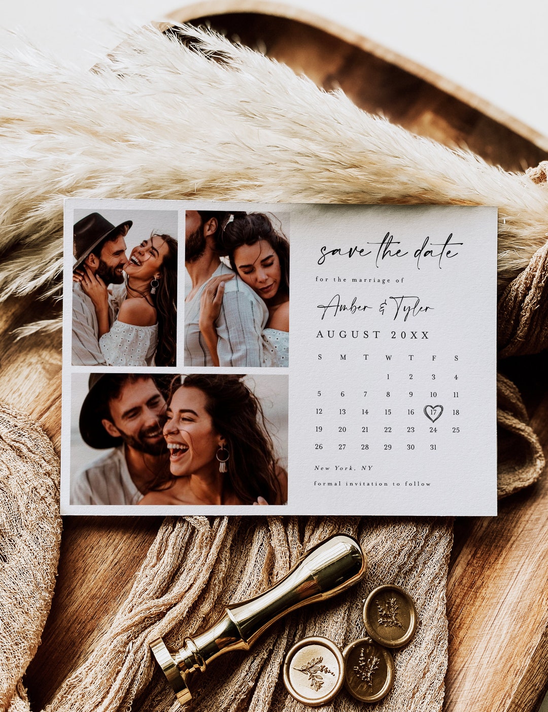 Minimalist Save the Date Template Calendar Save the Date - Etsy
