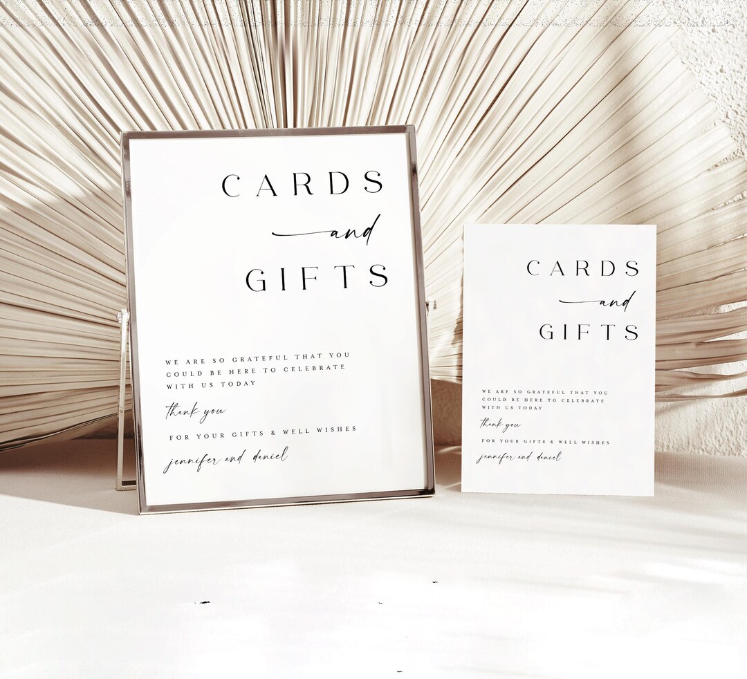 Minimalist Cards and Gifts Sign Template, Modern Wedding Gift Table ...