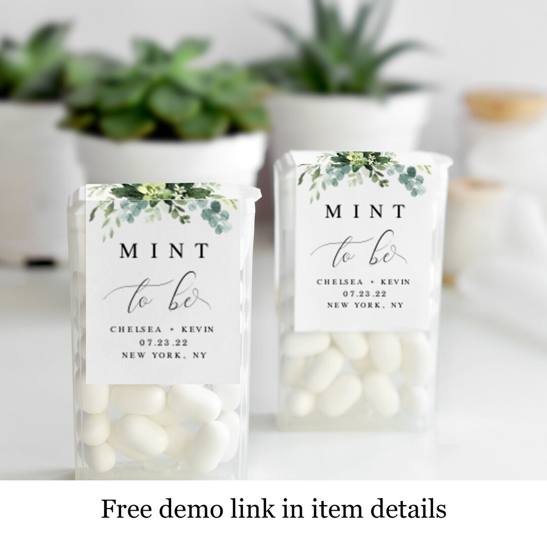 Greenery Mint to Be Label Template, Wraparound, Printable Wedding Favor ...