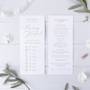 Gold Wedding Program Template Gold Program Card Gold Wedding - Etsy