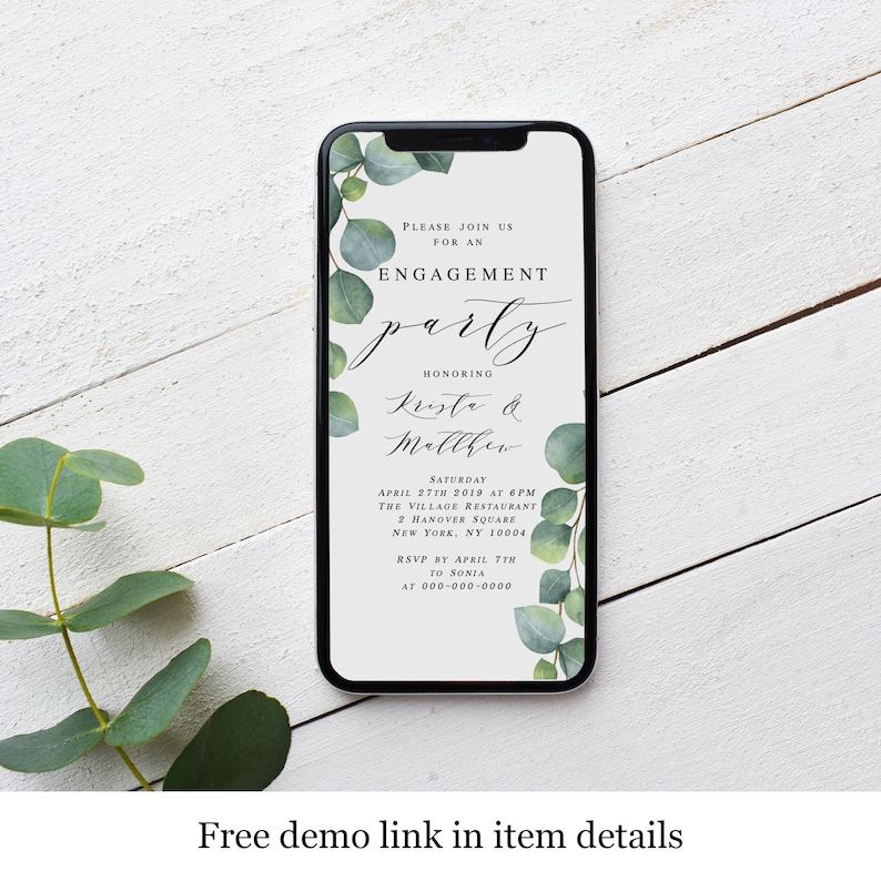 Electronic Engagement Announcement Card Evite Text Message - Etsy