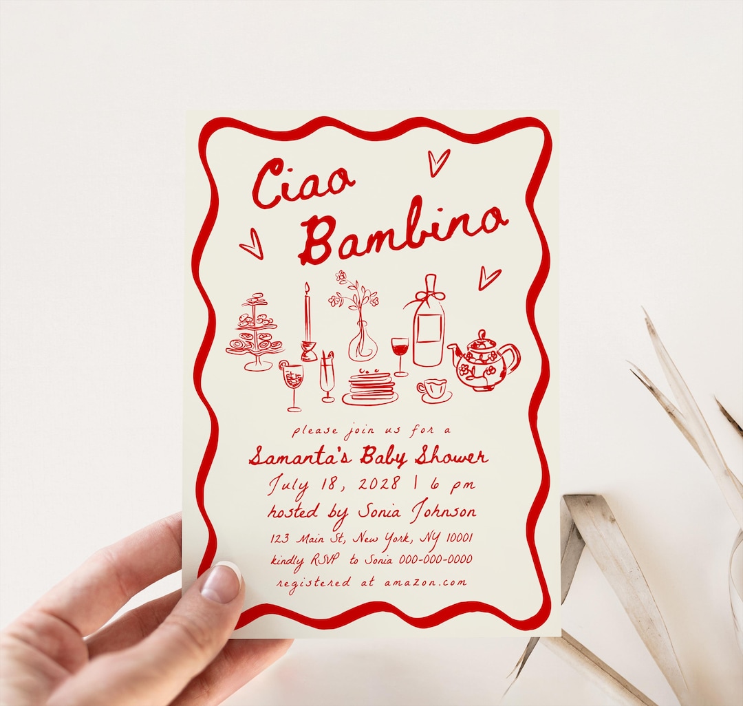 Ciao Bambino Baby Shower Invitation, Italian Theme Bambino Invitation ...
