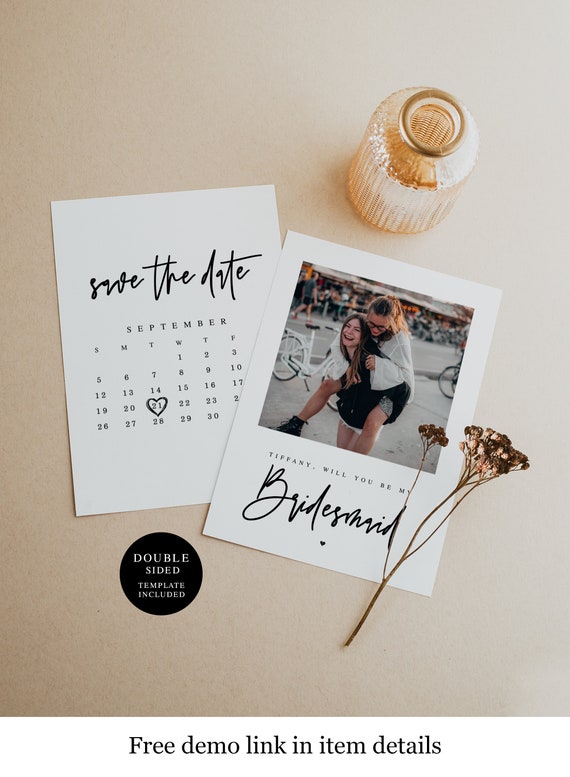 Photo Calendar Proposal Card Template Templett Will You Be - Etsy
