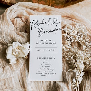 Minimalist Wedding Program Template, Modern Wedding Program, Romantic ...