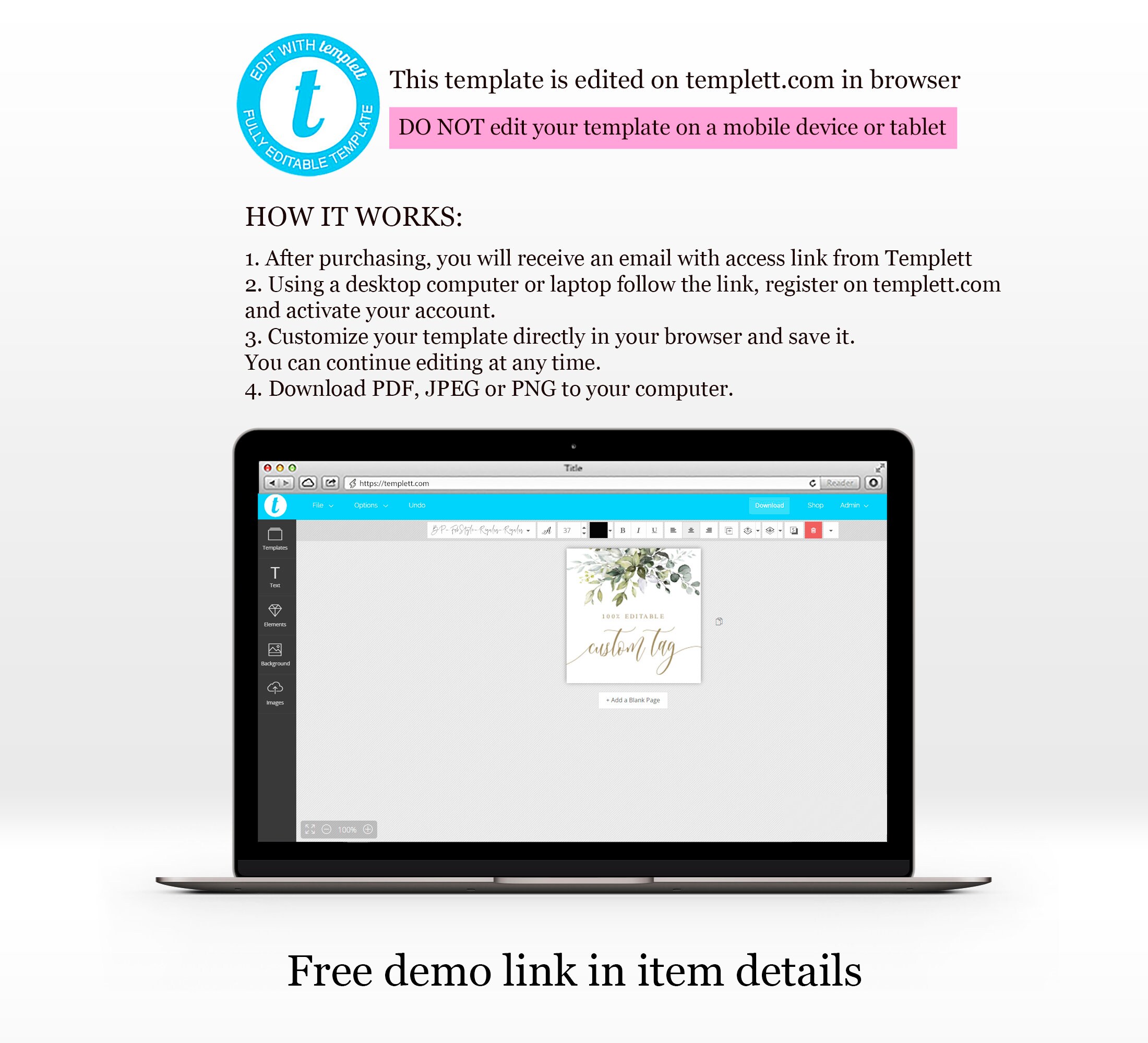 Digital Download Custom Tags Template Self-editing Wedding - Etsy