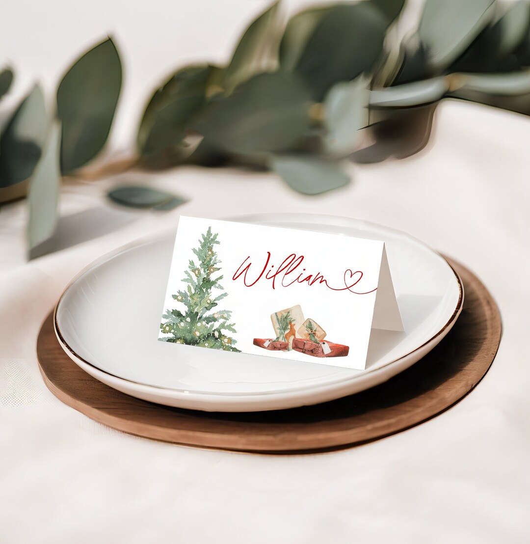 Christmas Place Cards Template Christmas Name Card Christmas - Etsy
