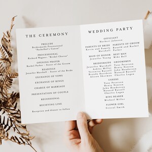 Foldable Wedding Program, Modern Minimalist Wedding Program Template, Folded Program, Program ...