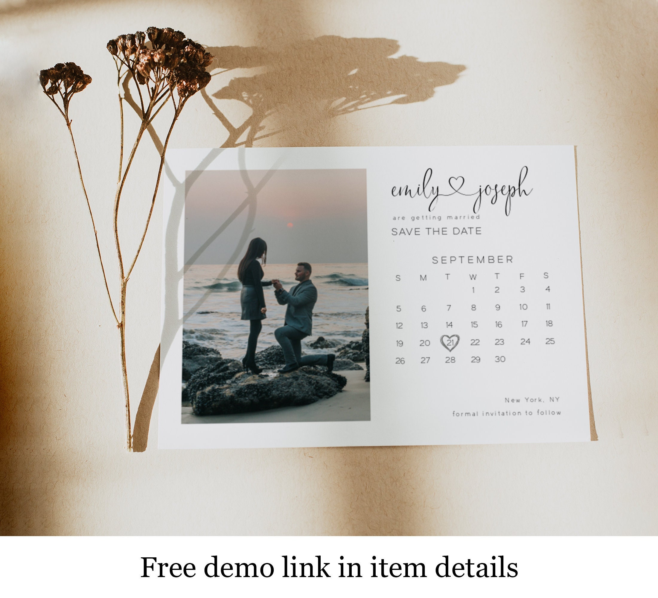 Calendar Save the Date Template Templett Announcement - Etsy