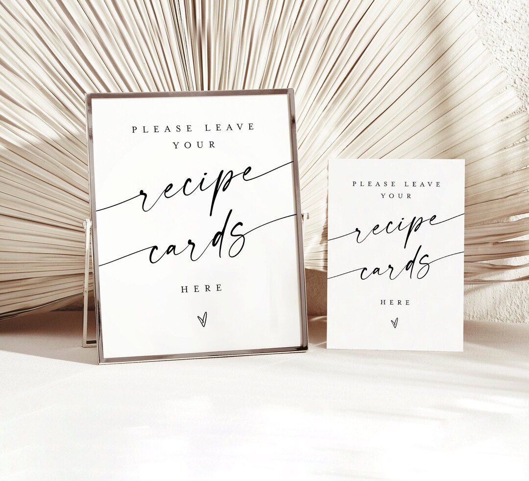 Download Place Recipe Card Here Sign, Minimalist Bridal Shower Sign ...