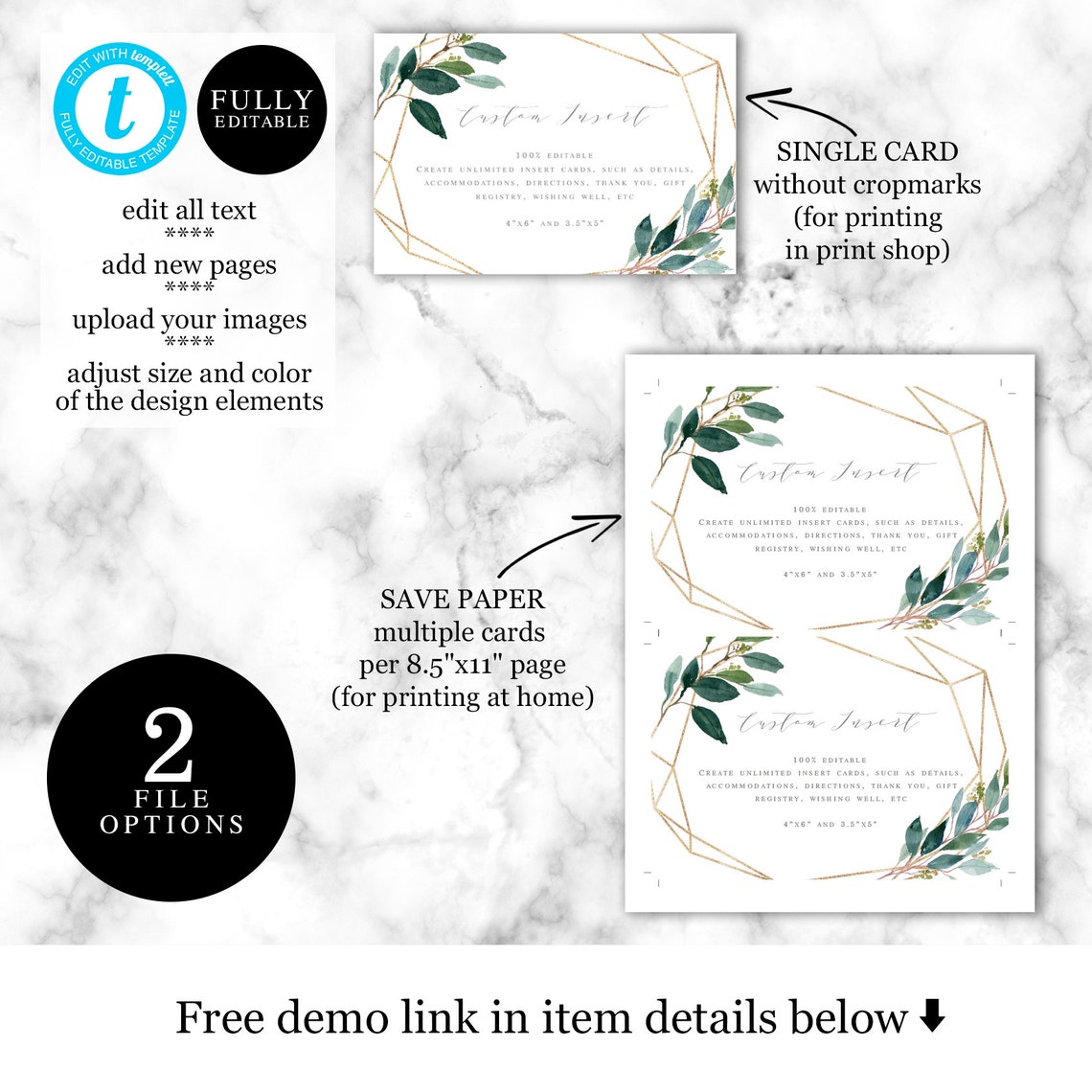 Wedding Information Card Template Fully Editable Enclosure - Etsy