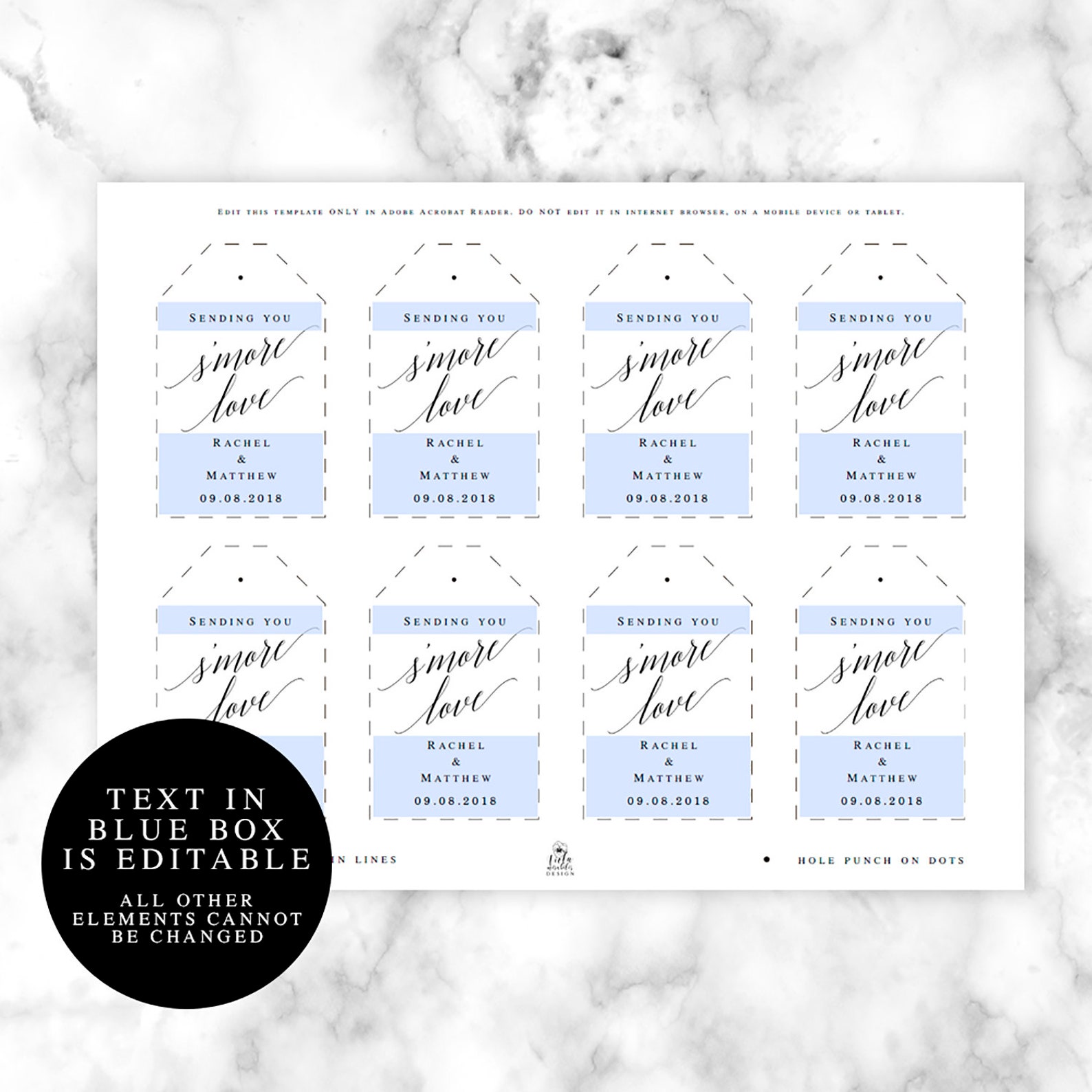 Smore Love Tag Printable Wedding Favor Tags Template S'more Love ...