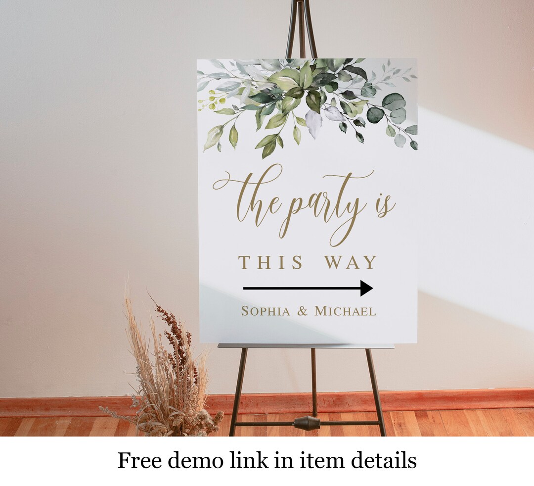 Printable Wedding This Way Sign Template, Wedding Direction Sign ...