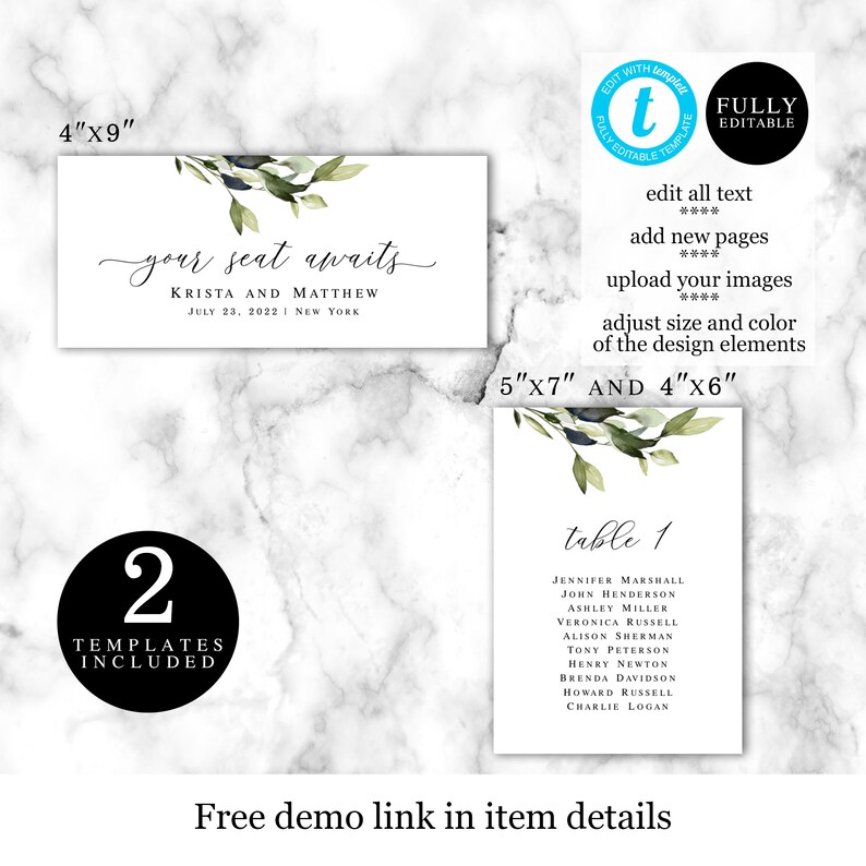 Printable Seating Chart Template Templett Download Fully - Etsy