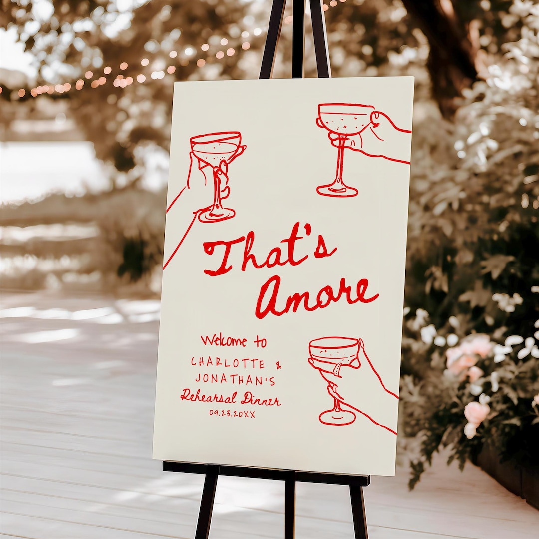 Thats Amore Sign Printable, Red Thats Amore Rehearsal Dinner Welcome ...