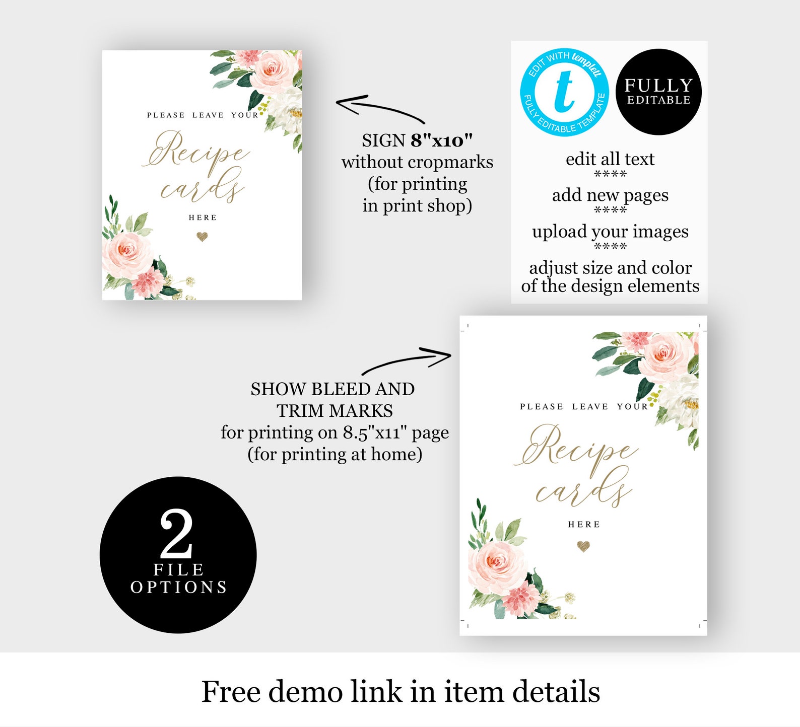 Printable Recipe Card Sign Template Place Your Recipe Card - Etsy