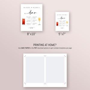 Bloody Mary and Mimosa Bar Sign Template, Bloody and Bubbly, 100% ...