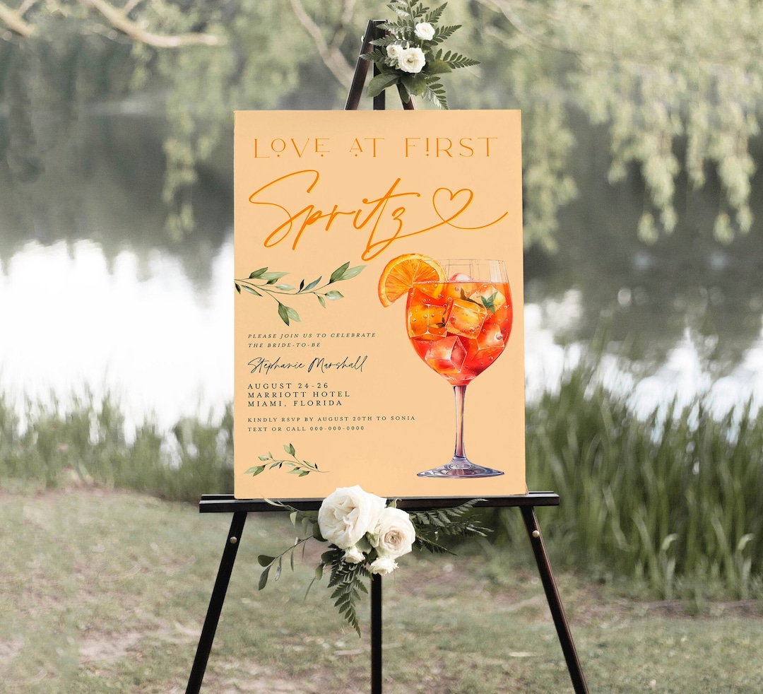 Love at First Spritz Sign, Aperol Spritz Bachelorette Weekend Welcome ...