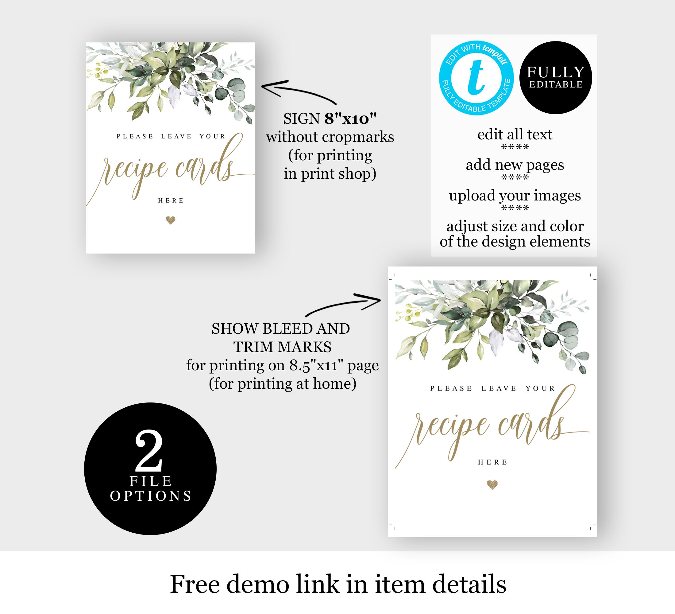 Instant Download Place Recipe Card Here Sign Bridal Shower - Etsy