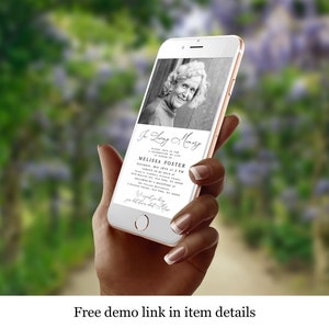 In Loving Memory Funeral Evite, Electronic Invitation Template, Text ...