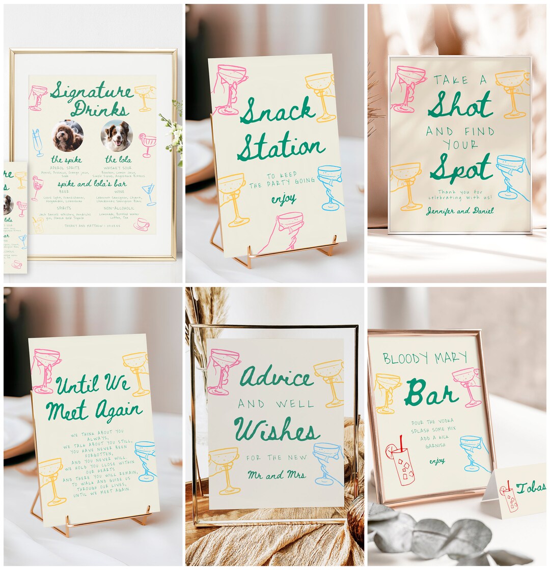 Wedding Sign Bundle, Editable Wedding Sign Bundle, Printable Wedding ...