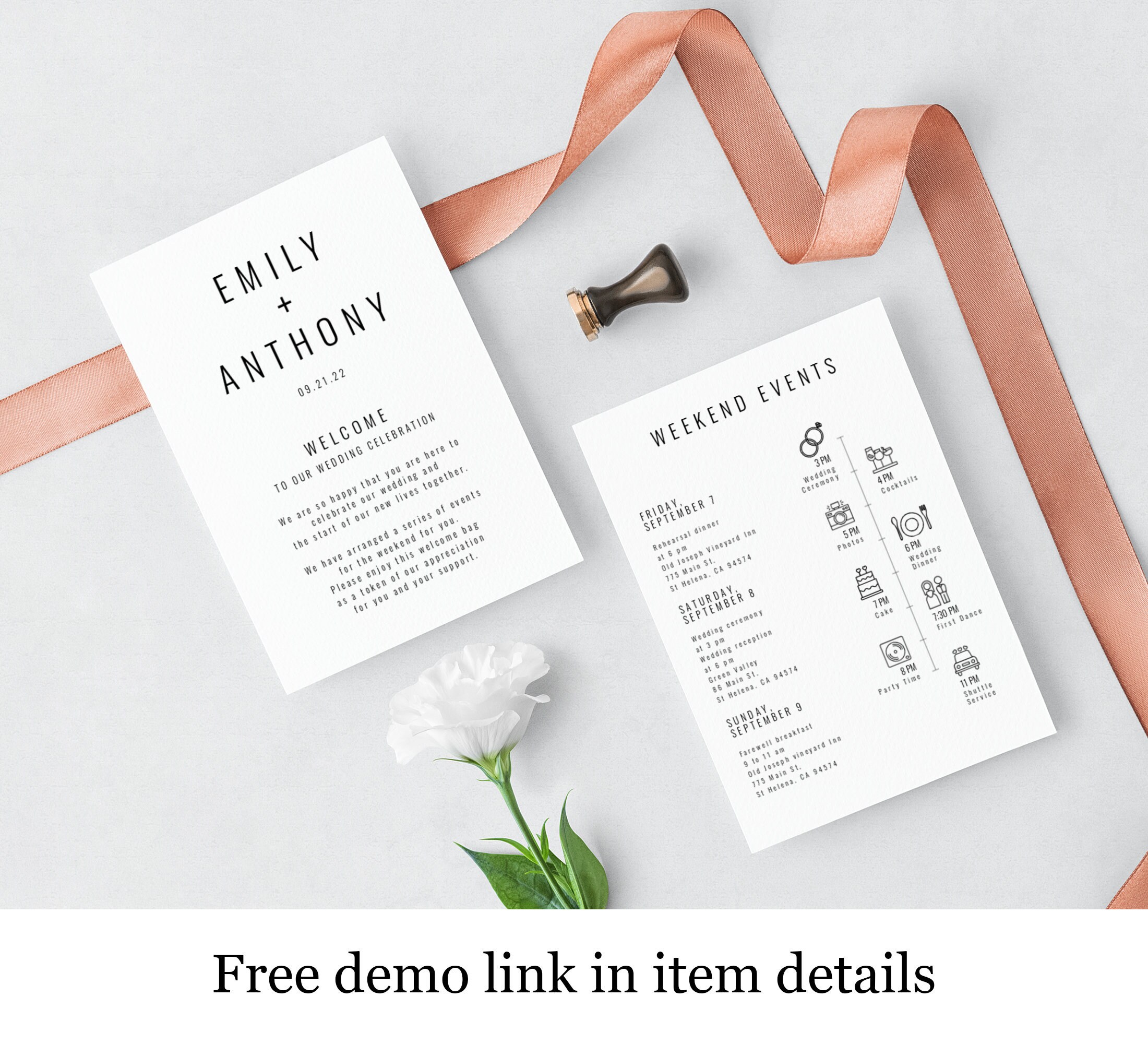 Event Schedule Template Templett Welcome Letter Printable | Etsy