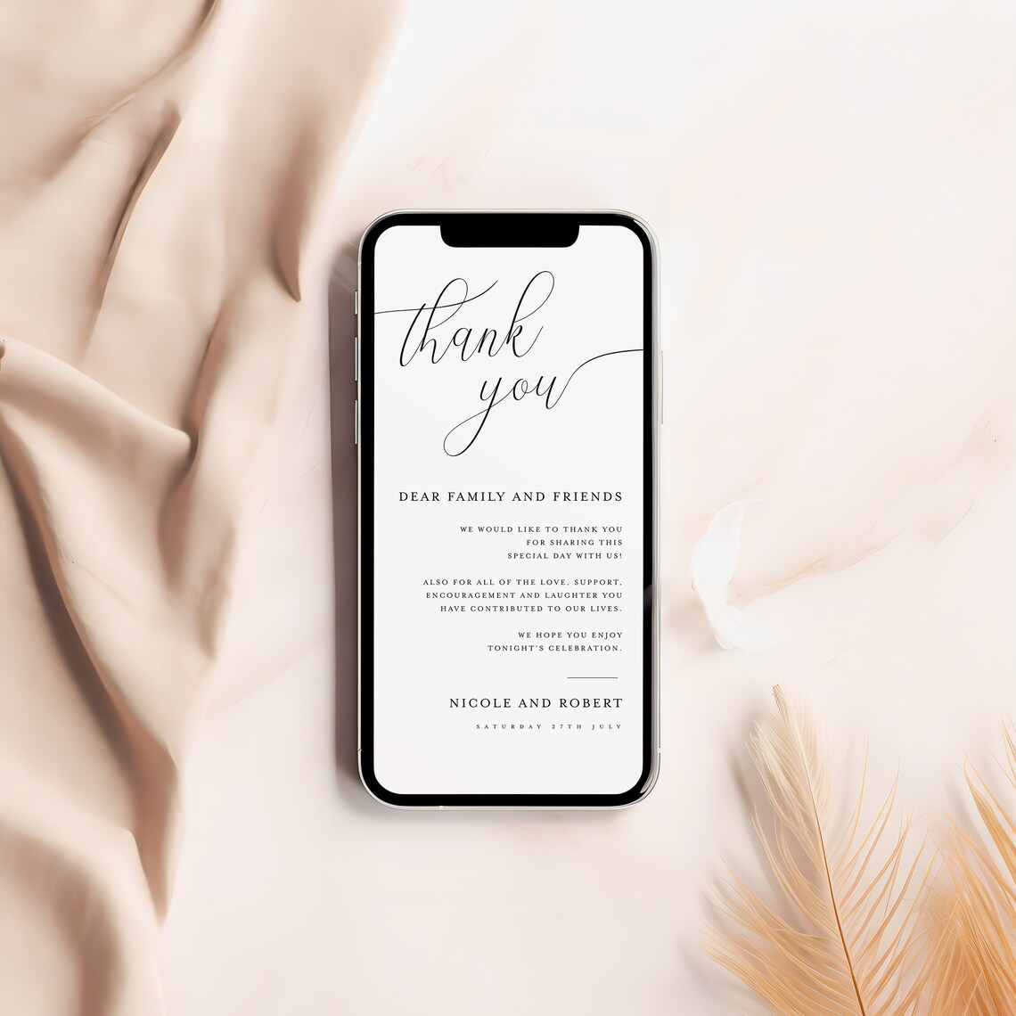 Electronic Thank You Card, Digital Thank You Card Template, Minimalist ...