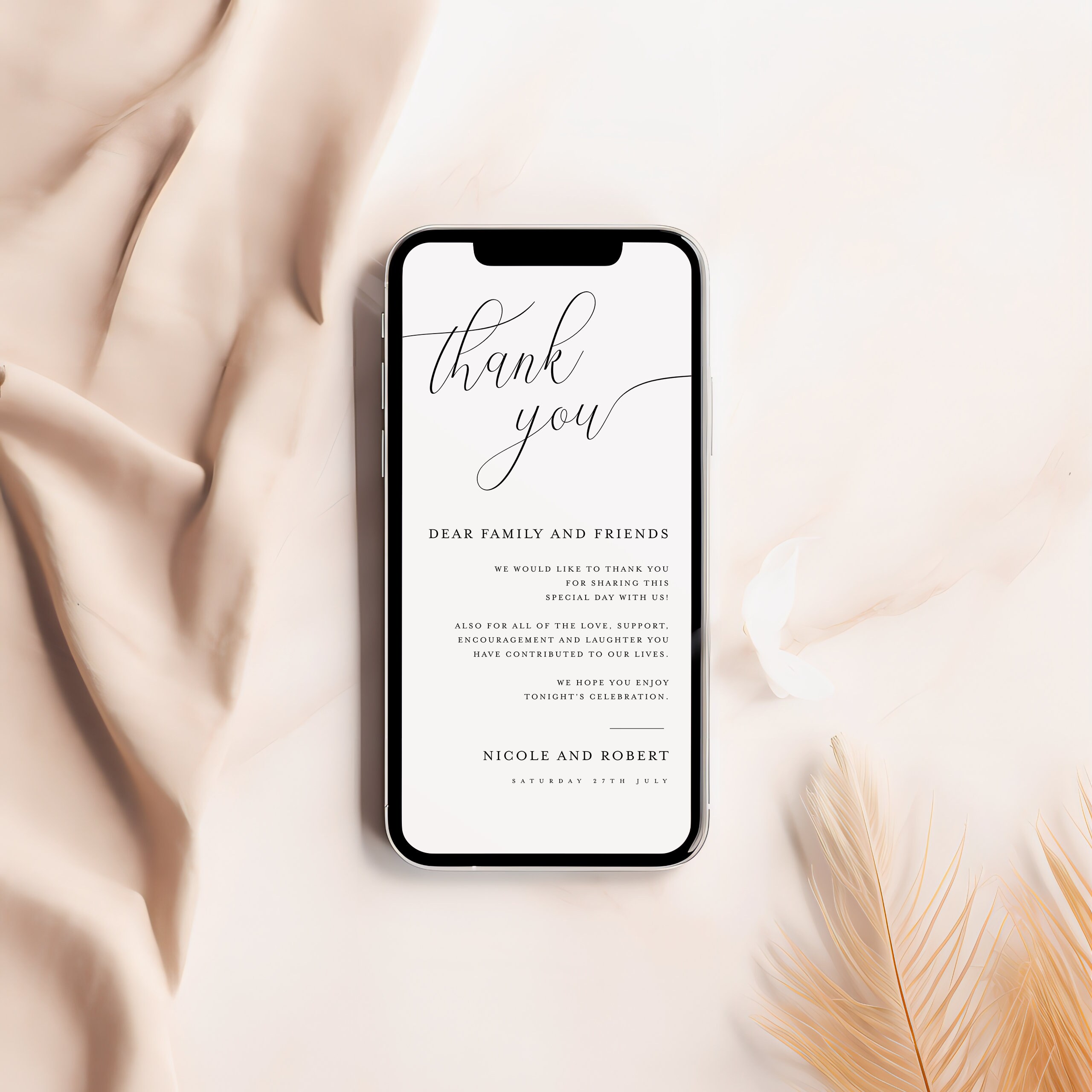 Electronic Thank You Card, Digital Thank You Card Template, Minimalist ...